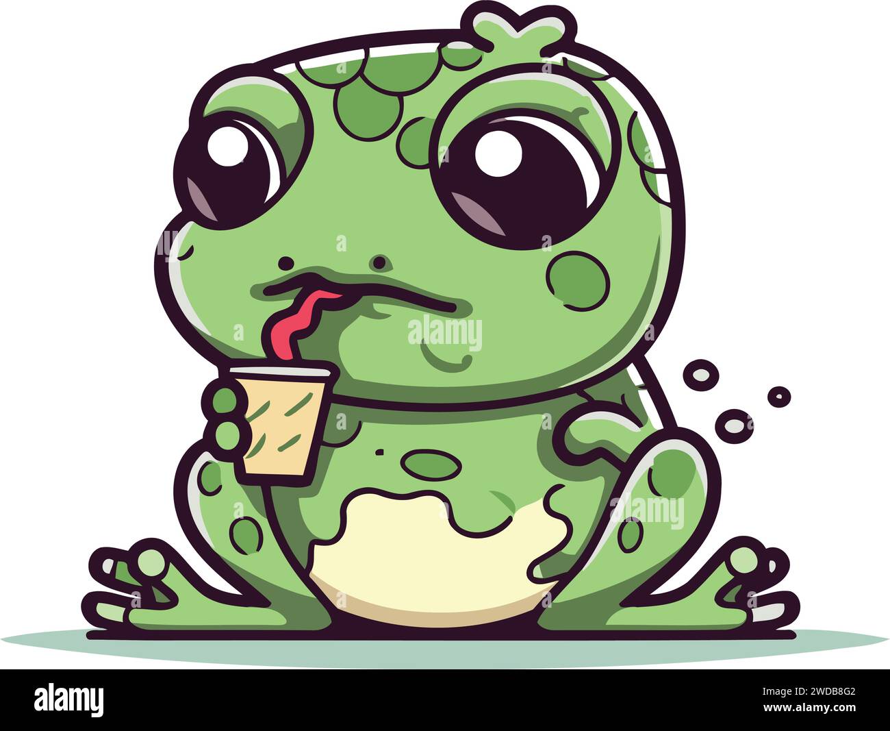 Frog with ice cream. Cute cartoon character. Vector illustration Stock ...