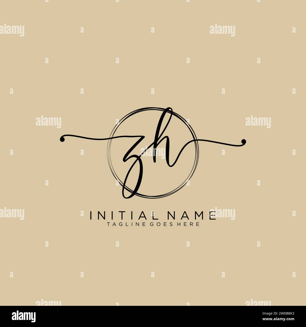 ZH Initial handwriting logo with circle Stock Vector Image & Art - Alamy