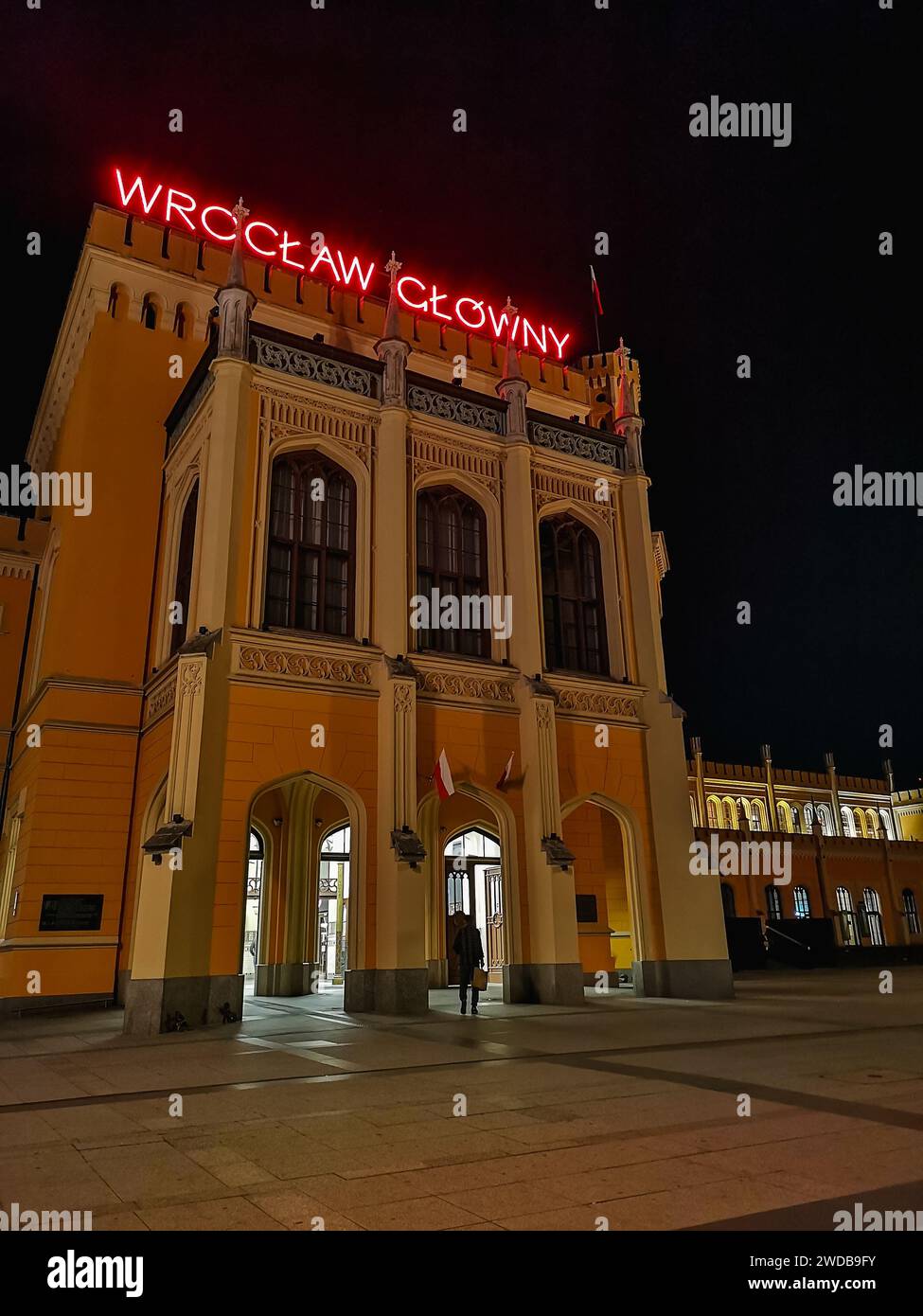 Wroclaw, Poland - September 5 2023: Beautiful night view to facade of ...