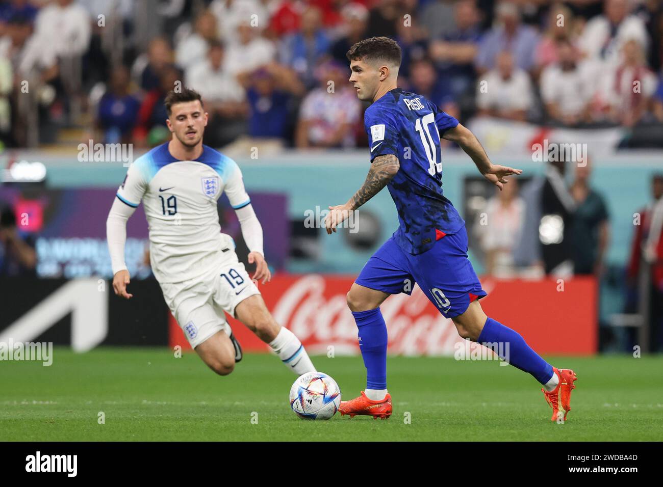 Mason Mount of England (L) and Christian Pulisic of USA (R) seen in ...