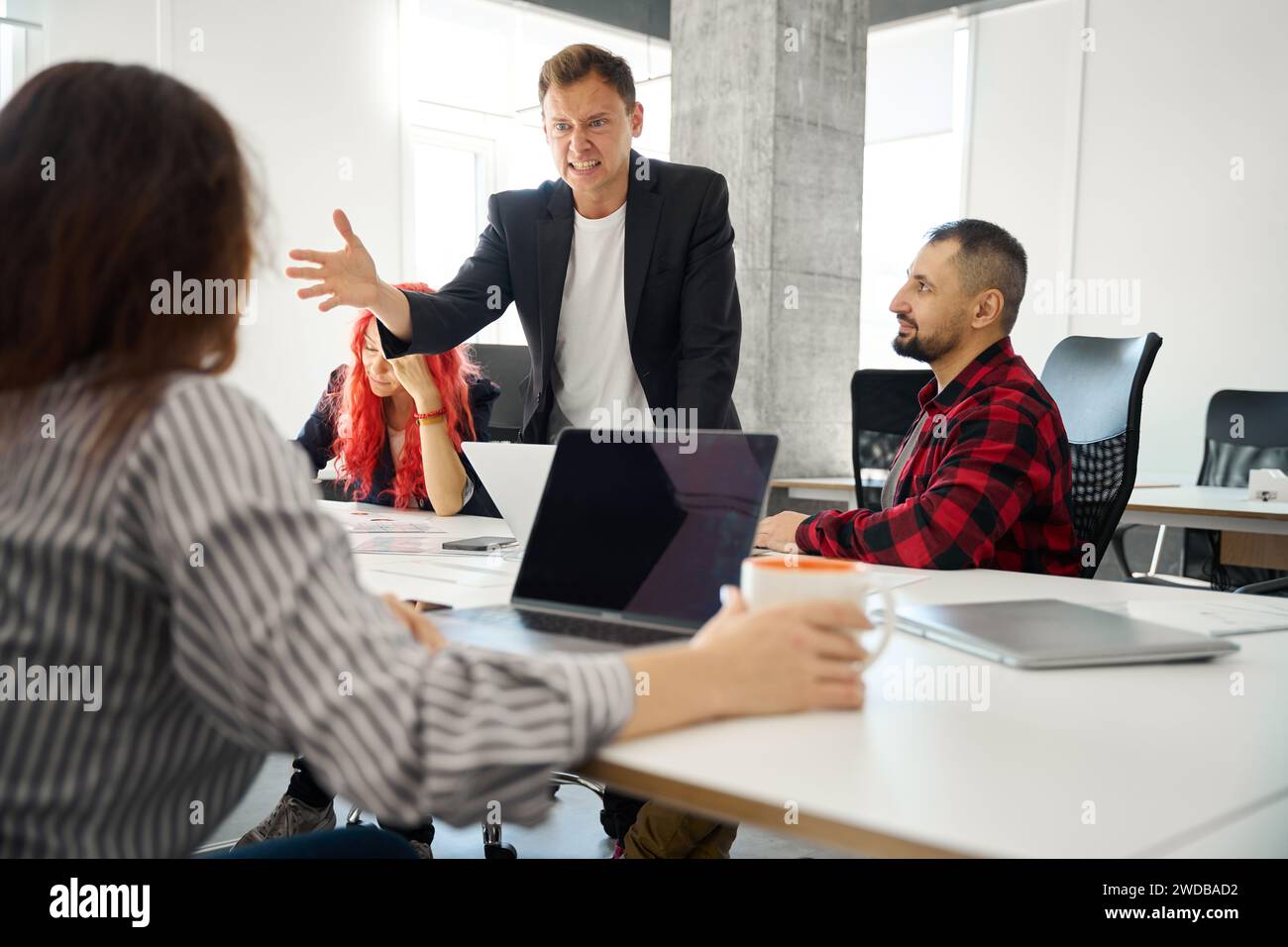 Corporate Employee Yelling At Fat Head African Employee Customer