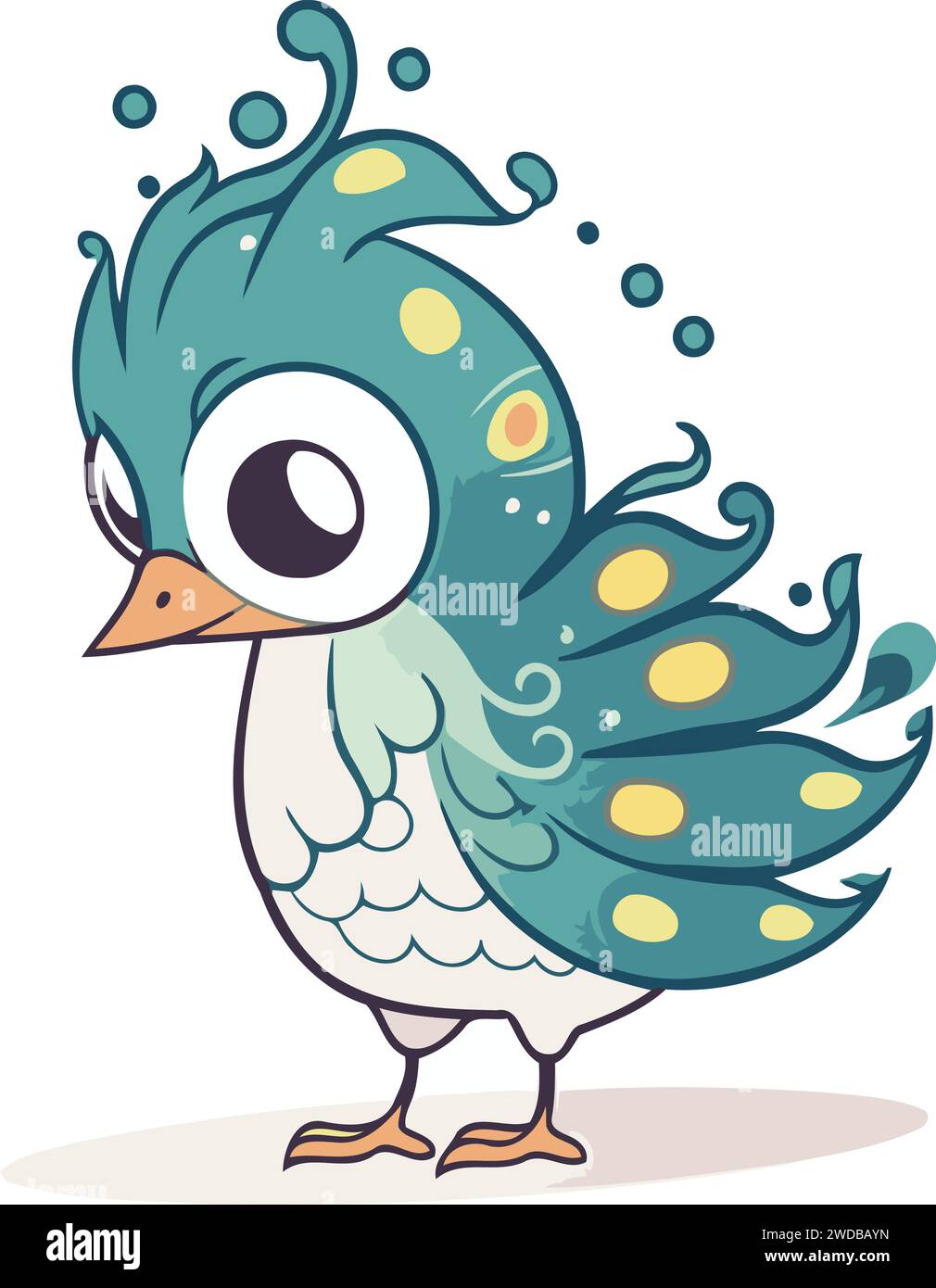 Cute cartoon blue bird on a white background. Vector illustration Stock ...