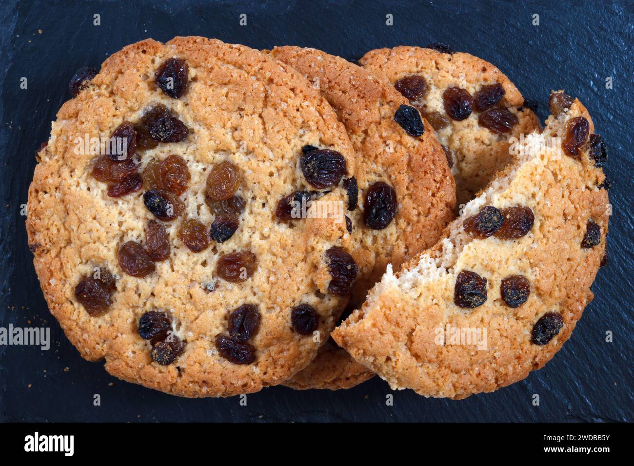 Americano Cookies With Raisins. The Closeup View From Above With Black ...