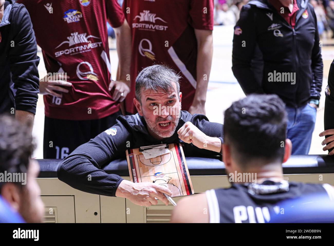 Turin, Italy. 19th Jan, 2024. Davide Parente (head coach Trapani Shark ...