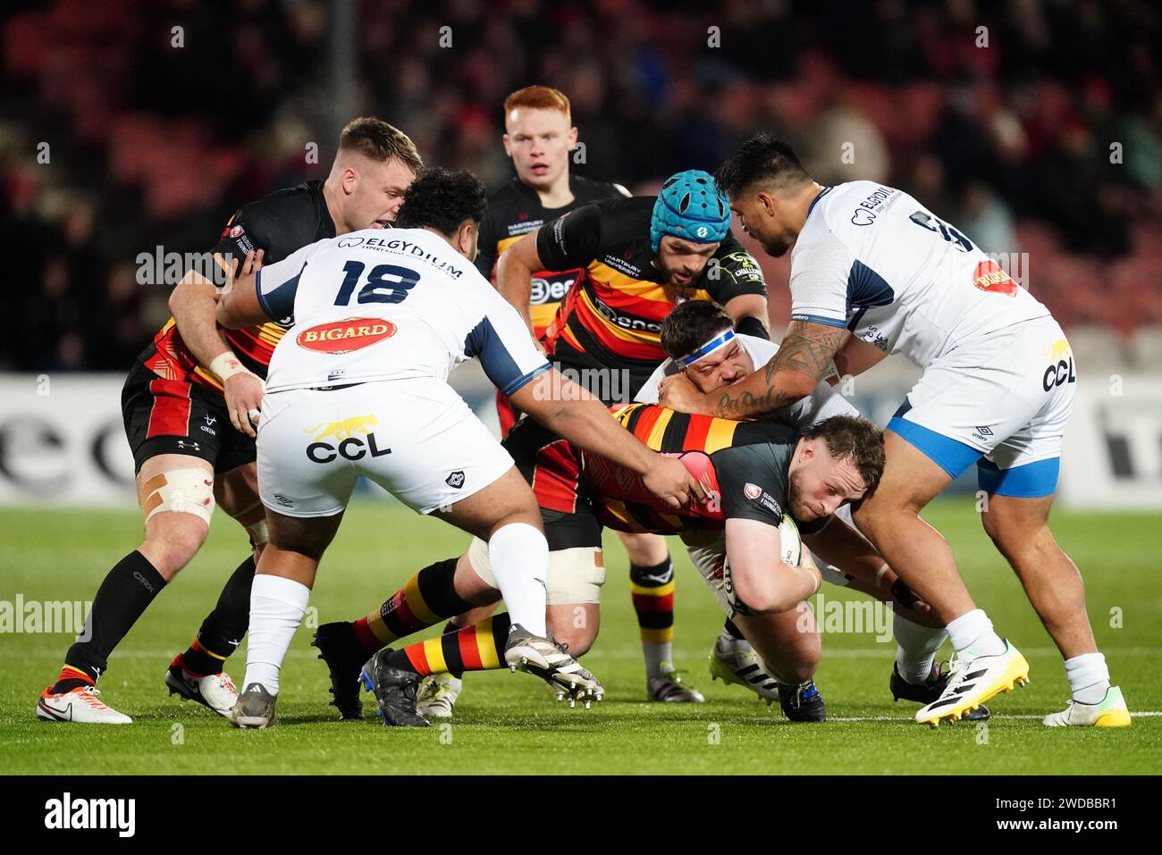 Gloucester's Jack Clement on the ball during the EPCR Challenge Cup ...