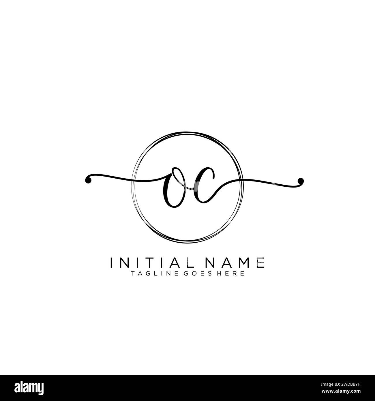 OC Initial handwriting logo with circle Stock Vector Image & Art - Alamy