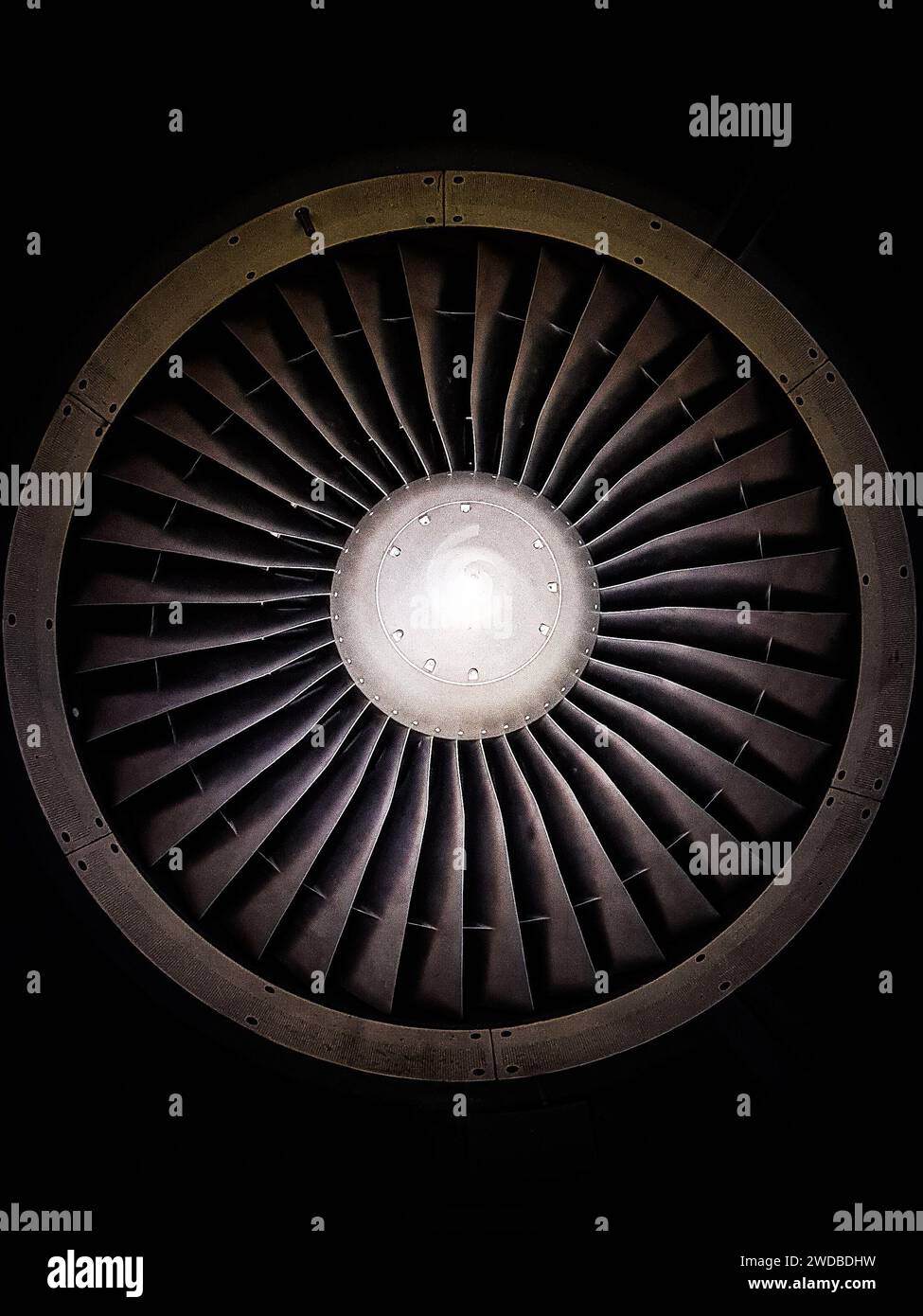 Airplane engine turbine blades Close up Stock Photo - Alamy
