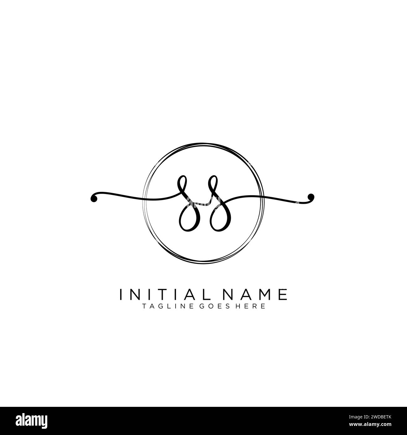 SS Initial handwriting logo with circle # Stock Vector Image & Art - Alamy