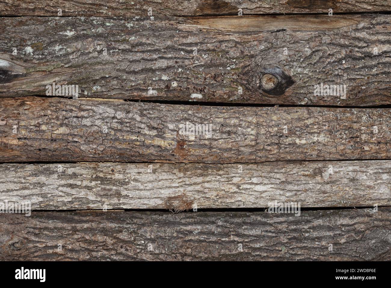 Background of raw boards with tree bark on one side Stock Photo - Alamy