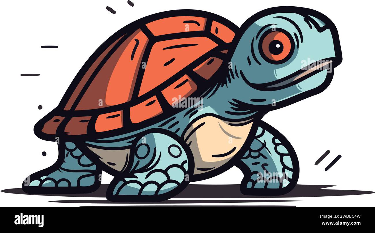 Cartoon turtle. Vector illustration. Isolated on white background Stock ...