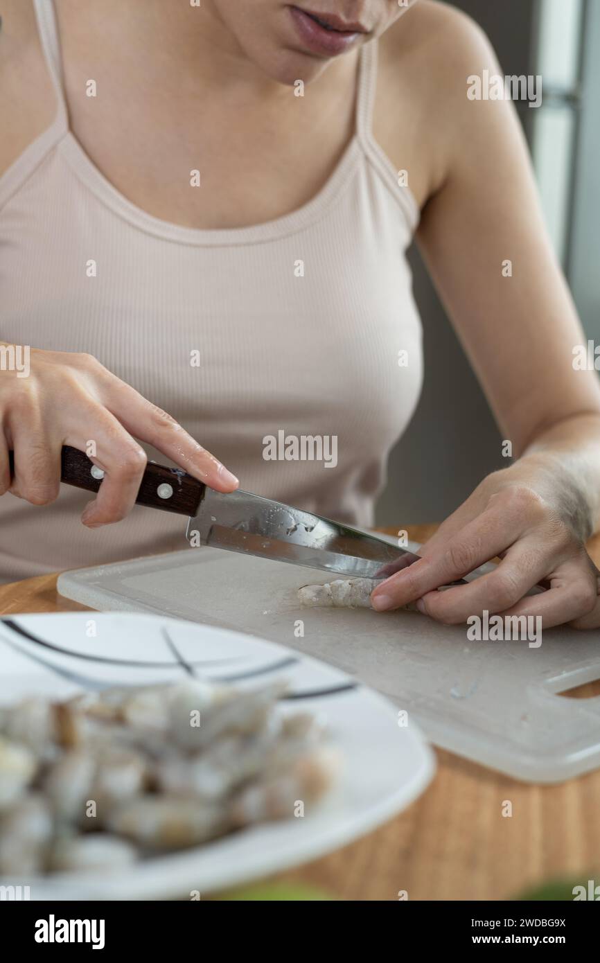 cooking fresh seafood, cook lifestyle at workplace, using kitchen ...