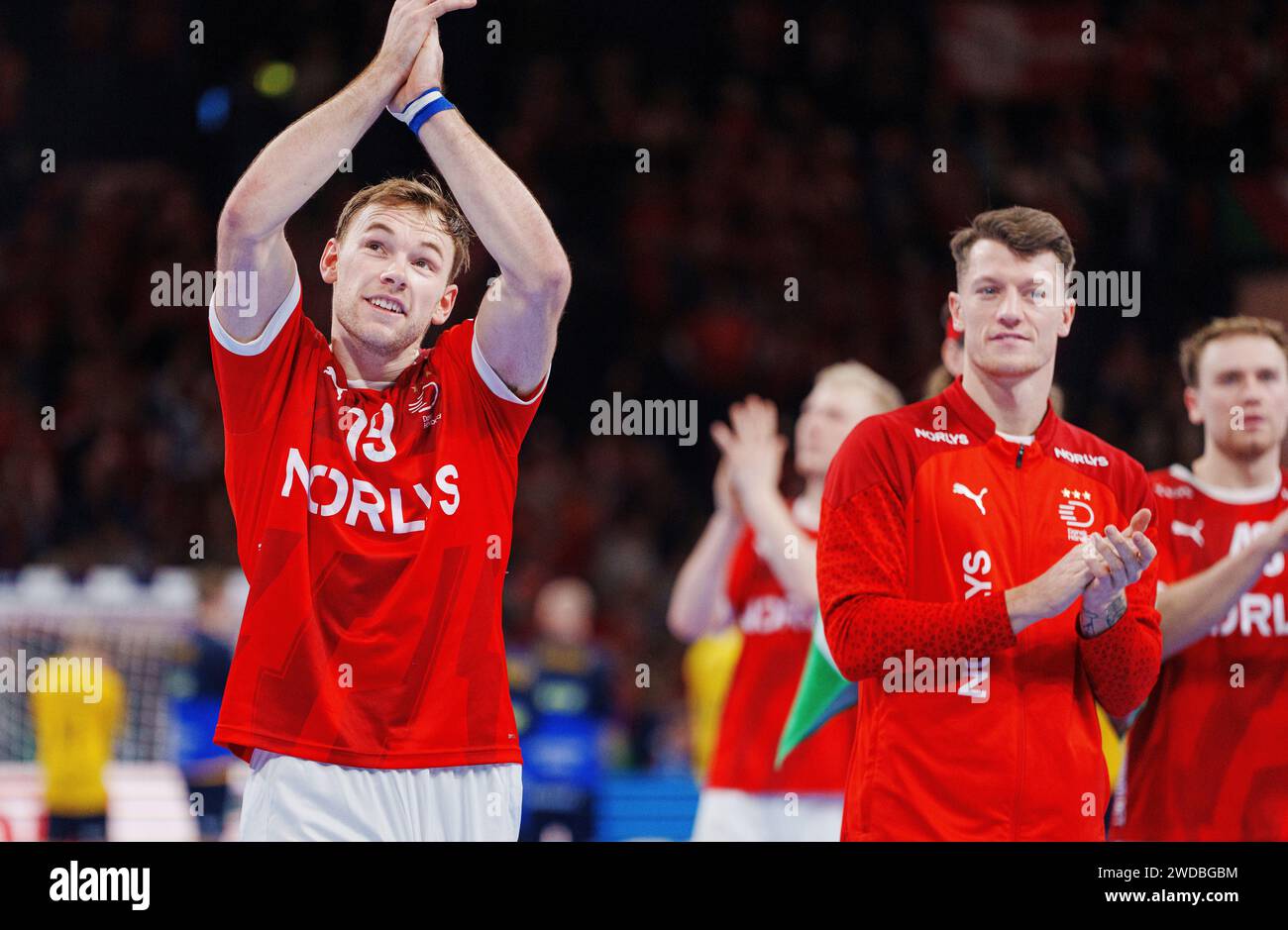 Danish player Mathias Gidsel (19) celebrates after winning the EHF ...