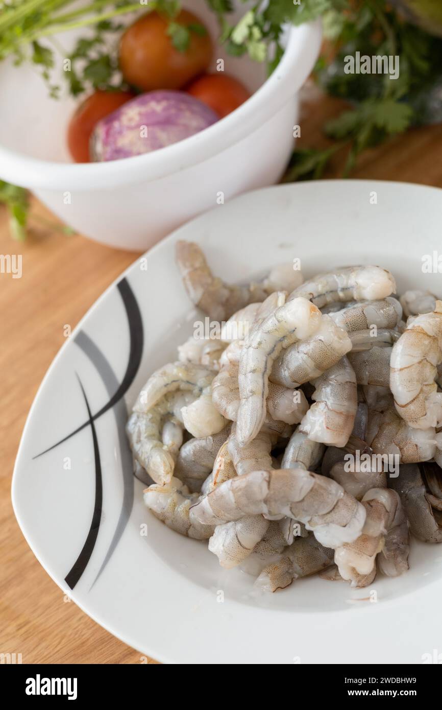 wallpaper healthy food ingredient, detail of peeled shrimp, shells ...
