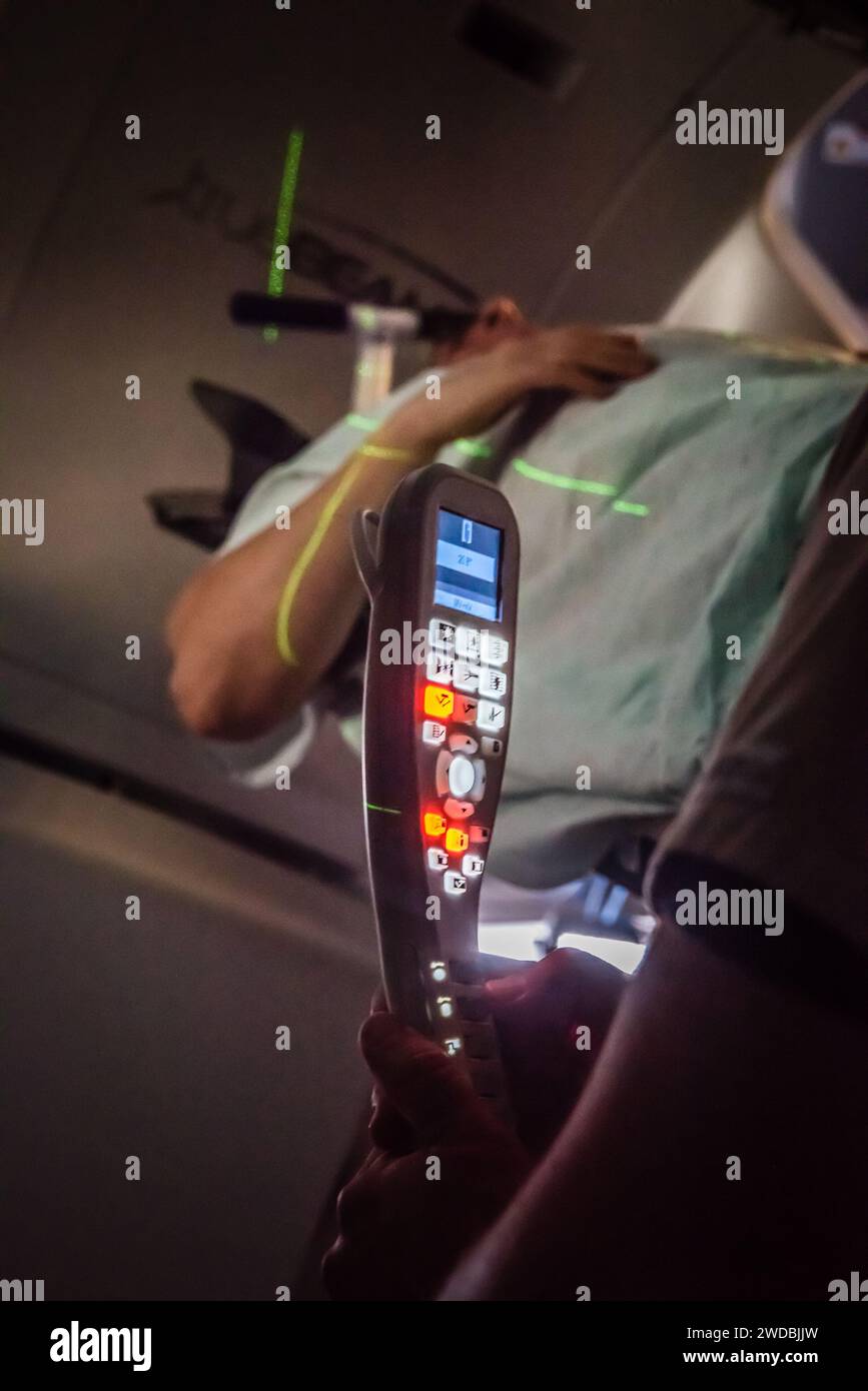 Hospital test session with Electronic laser scanner Stock Photo - Alamy