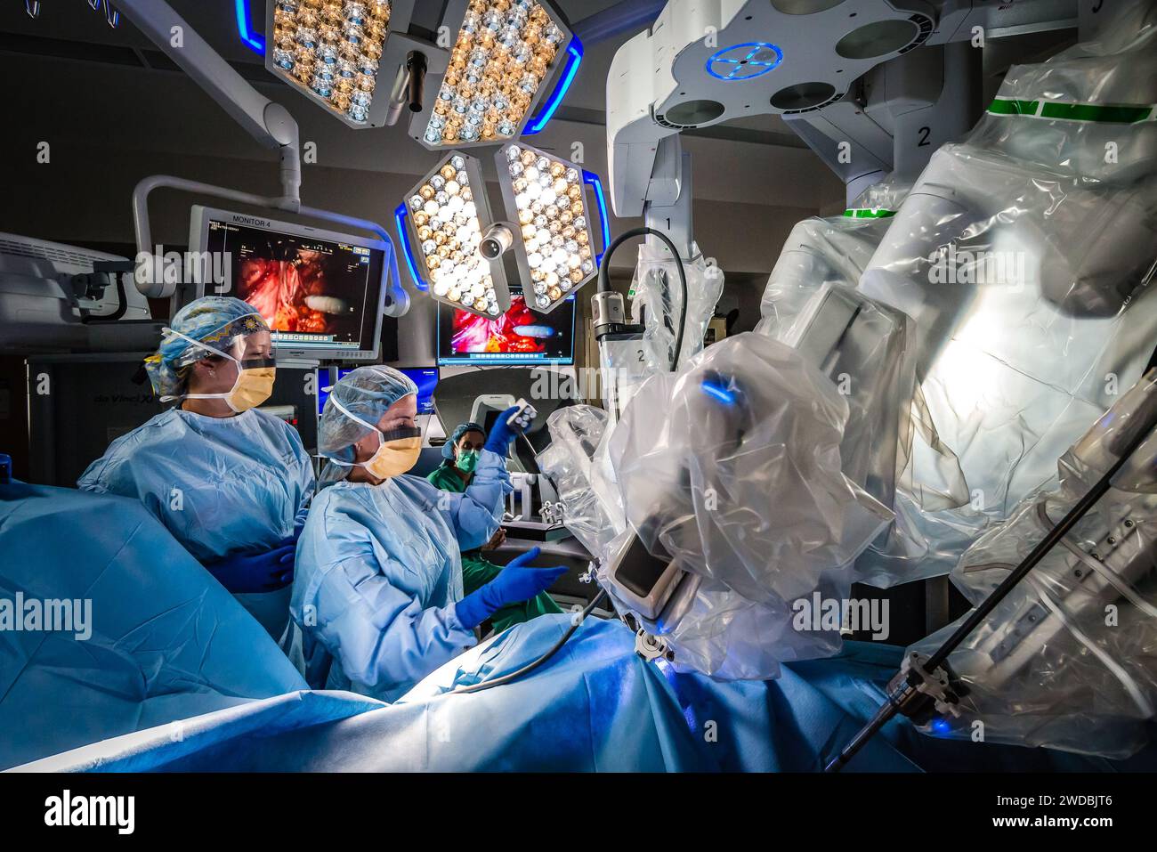 Hospital operating room with Robotic surgery equipment Stock Photo - Alamy