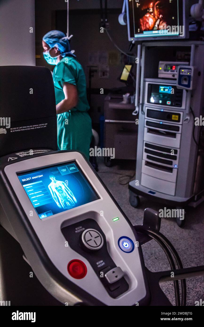 Hospital operating room with Robotic surgery equipment Stock Photo - Alamy