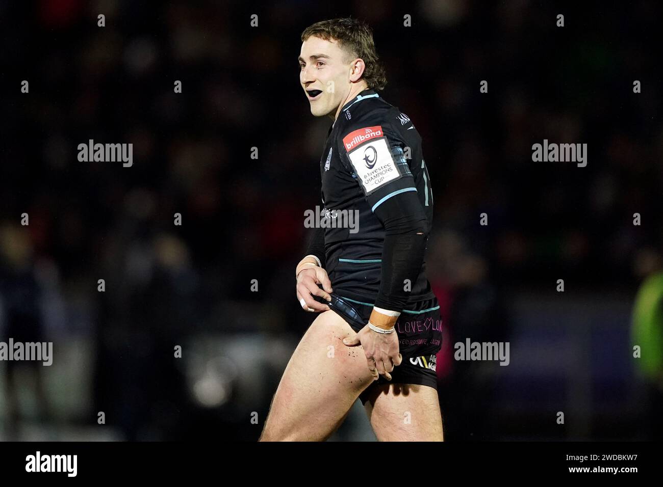 Glasgow Warriors' Josh McKay reacts after being tackled by RC Toulon's ...