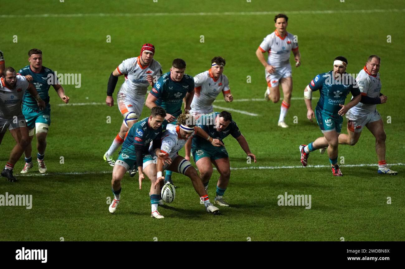 A General View Of Match Action During The Epcr Challenge Cup Match At The Parc Y Scarlets