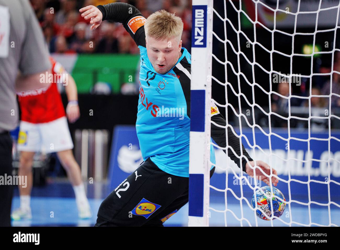 Danish goalkeeper Emil Nielsen (12) in action during EHF European ...