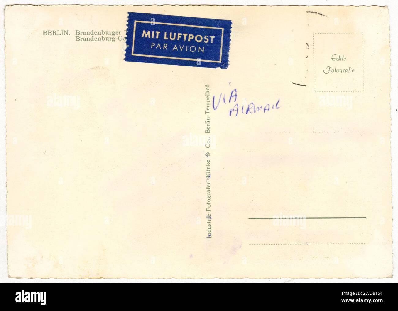 Blank 1950s german postcard with 'Mit Luftpost / Par Avion' air mail ...