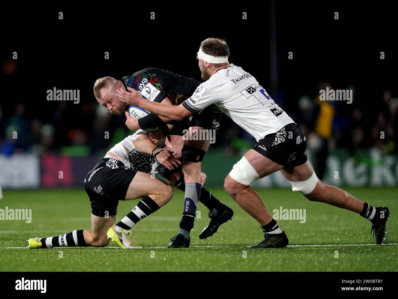 Connacht Rugby's Joe Joyce is tackled by Bristol Bears' Joe Batley ...