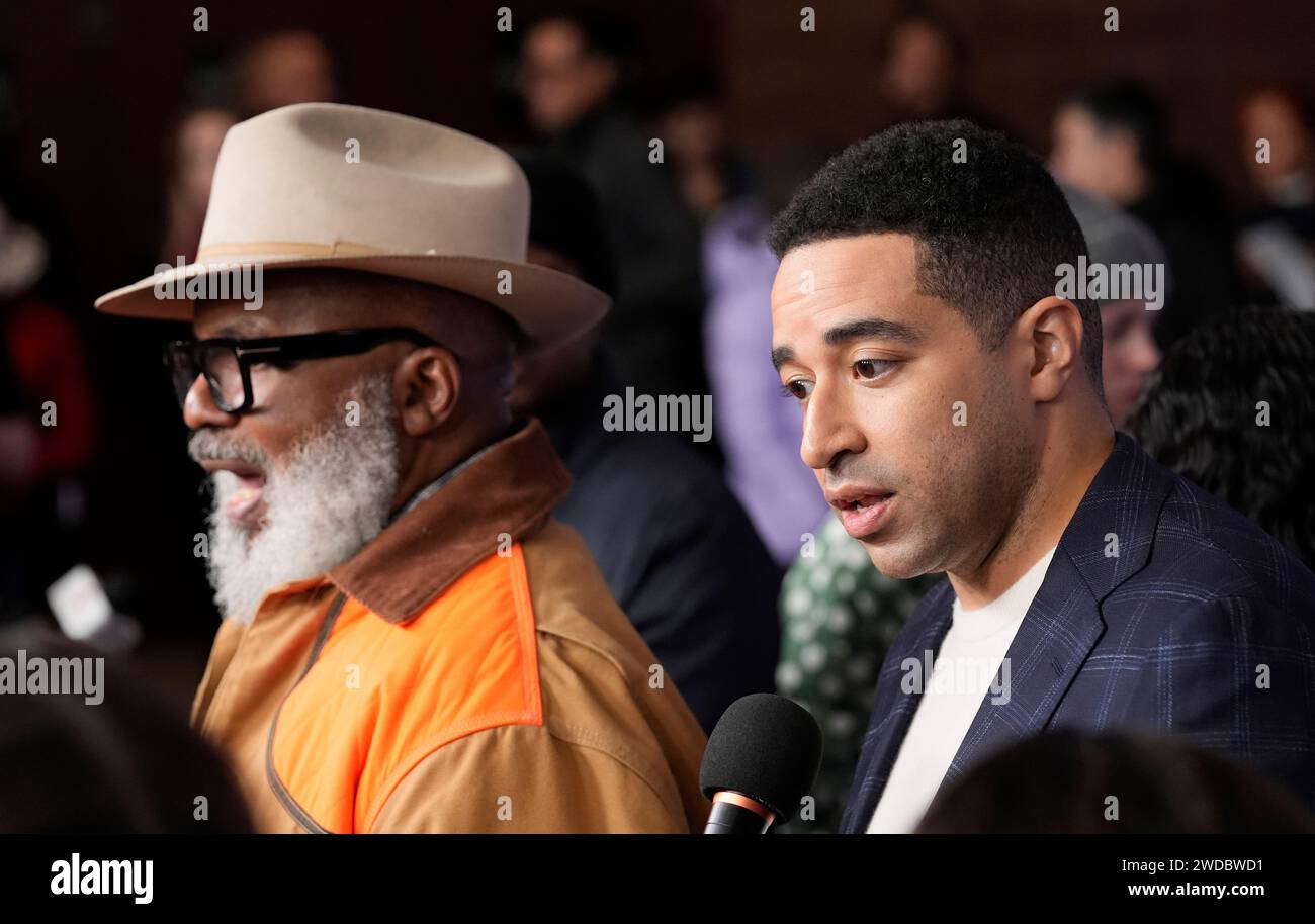 Kobi Libii, right, writer/director/producer of "The American Society of ...