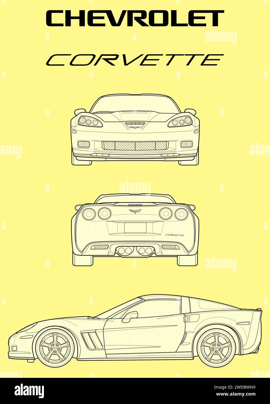 2013 Chevrolet Corvette car blueprint Stock Vector Image & Art - Alamy