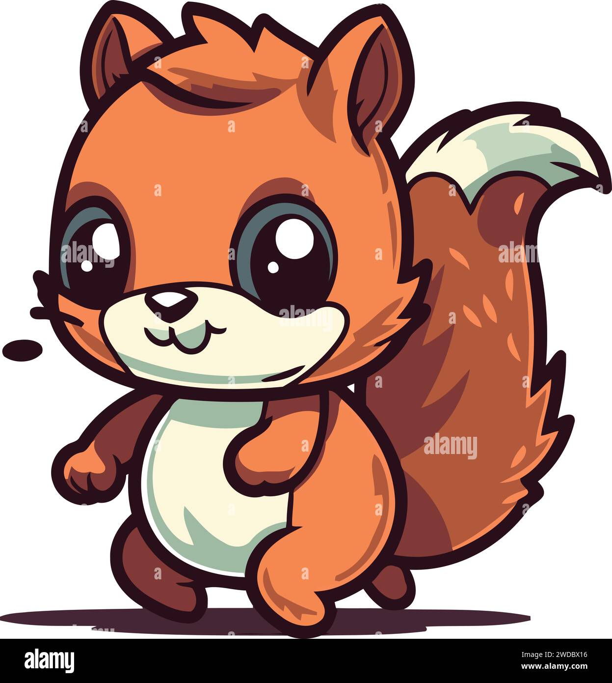 Cute Cartoon Squirrel Vector Illustration Isolated On A White