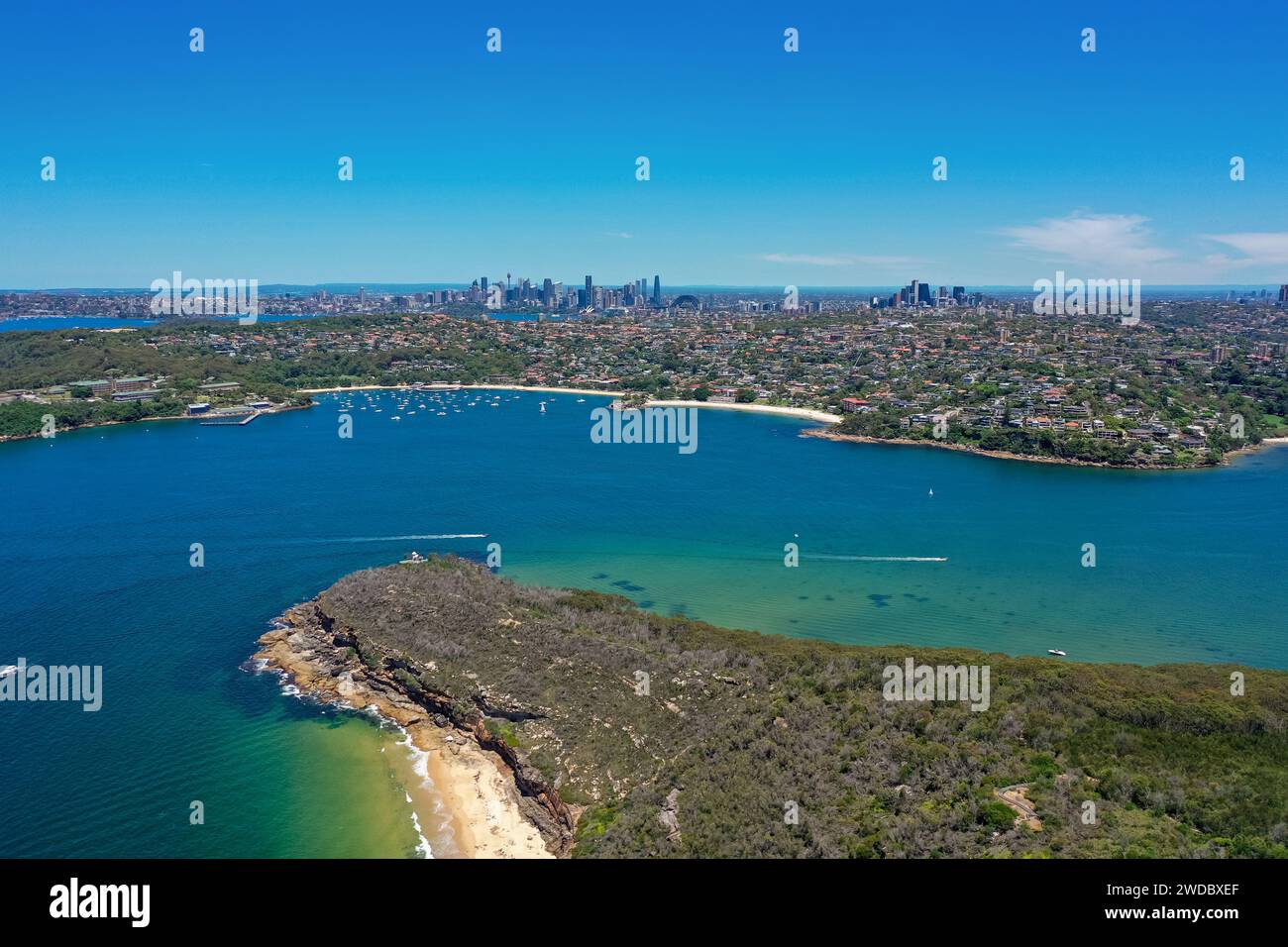 Beautiful high angle aerial drone view of Balmoral Beach and Edwards ...