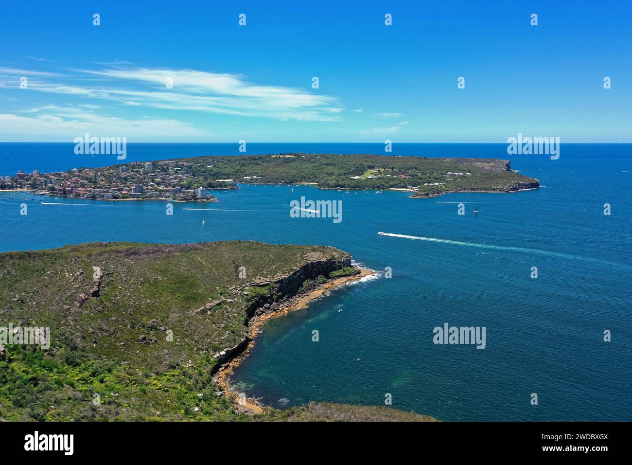 Beautiful high angle aerial drone view of Dobroyd Head in the suburb of ...