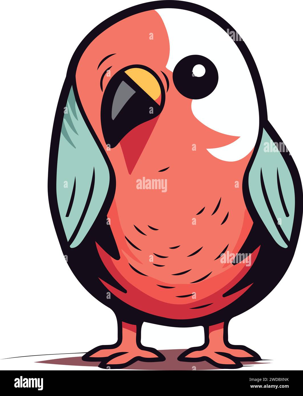 Vector illustration of a cute cartoon parrot. Isolated on white ...