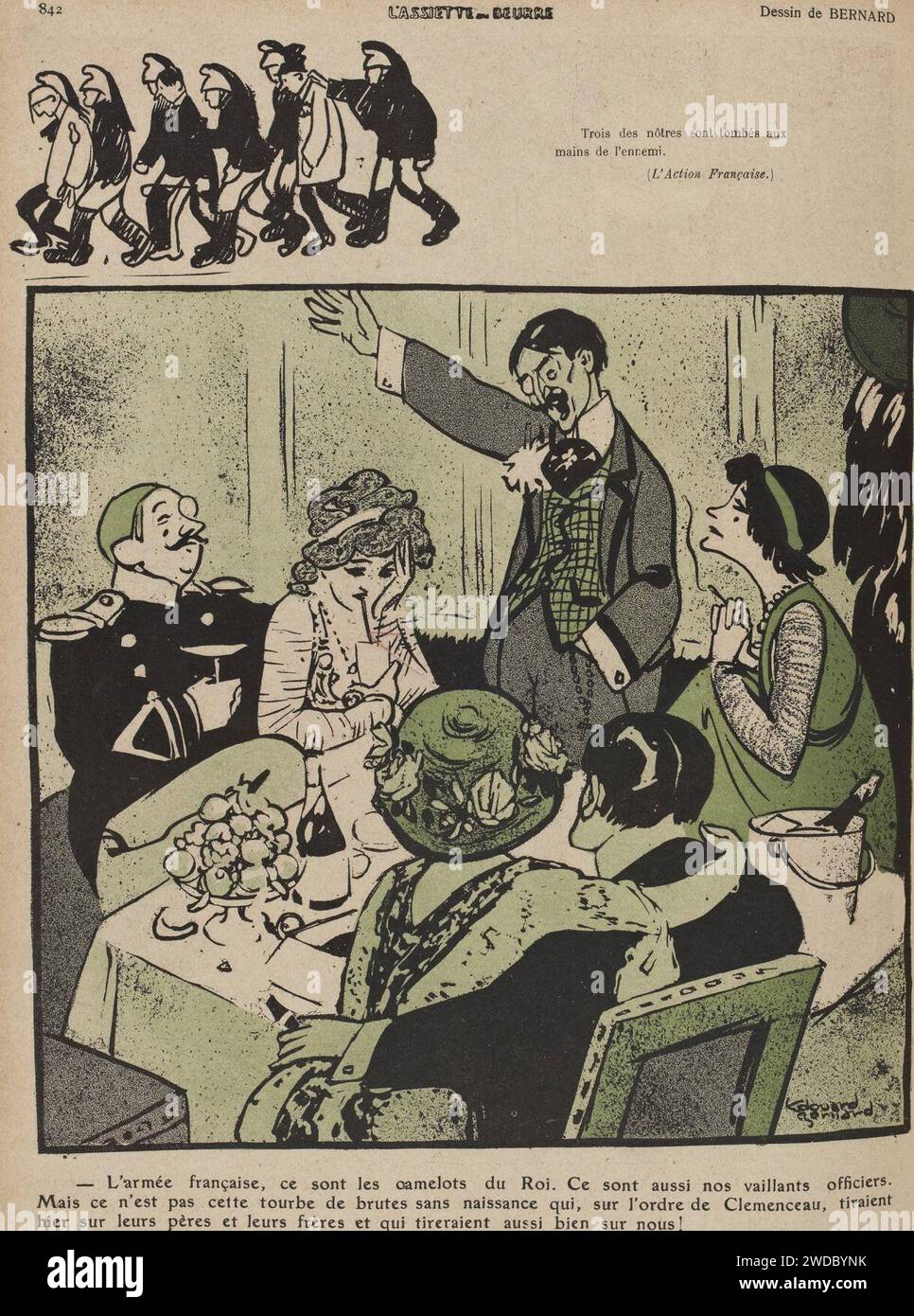 19090327 Caricature sur les Camelots du Roi et d'un dîner mondain dans ...