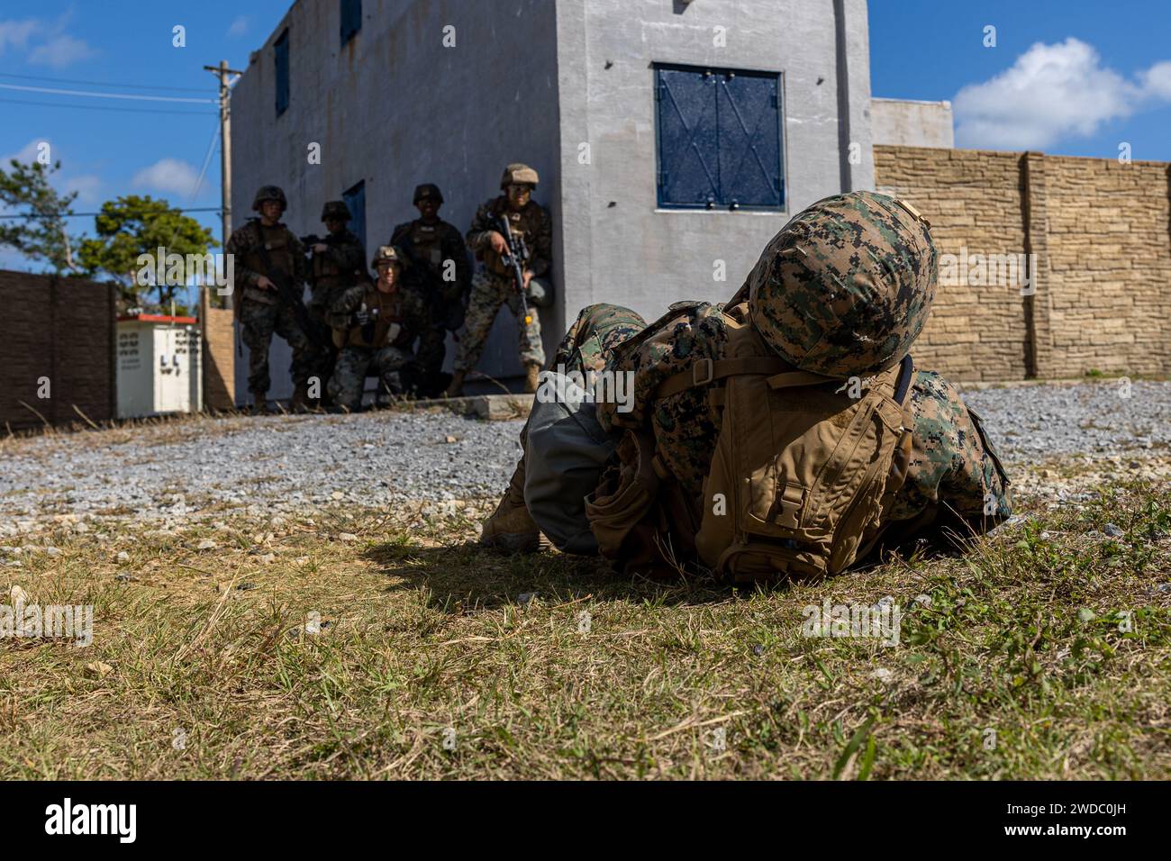 U.S. Marines with Marine Wing Headquarters Squadron (MWHS) 1 conduct a ...