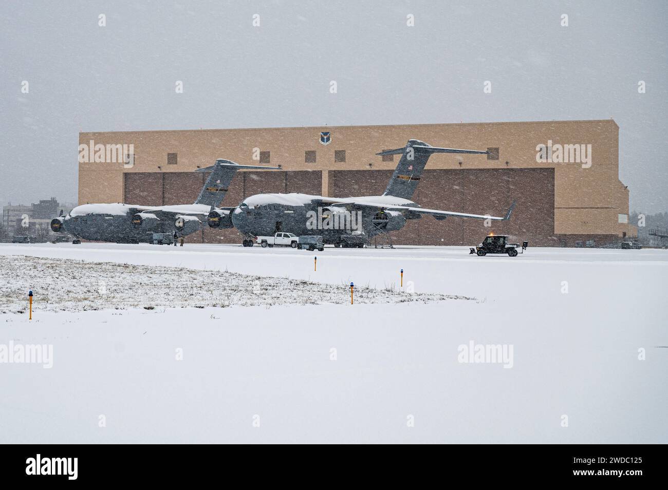 A C-17 Globemaster III aircraft assigned to the 911th Airlift Wing sits ...