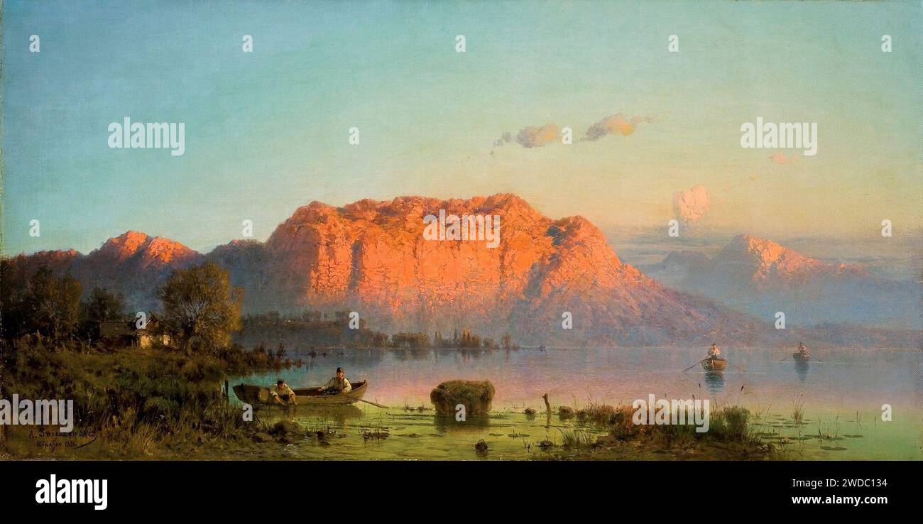 Aleksander Świeszewski - Zachód słońca nad jeziorem Stock Photo - Alamy