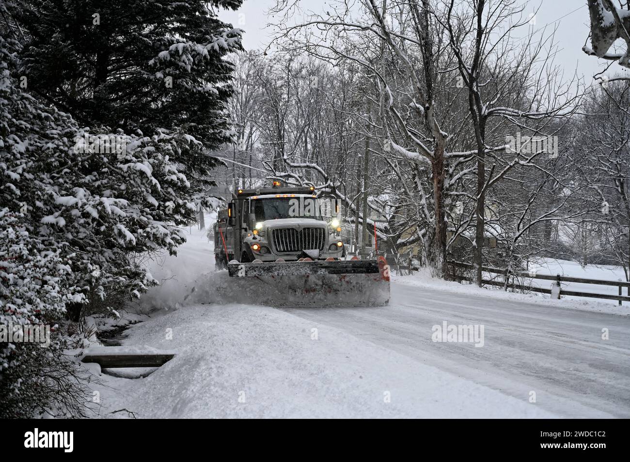 UNITED STATES - 01-19-2024: VDOT snow plows work to keep the roads open ...