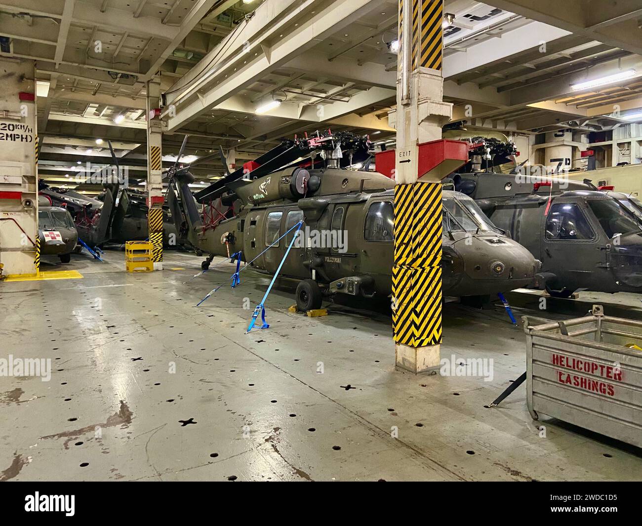 Multiple secured UH-60 Black Hawk helicopters, assigned to the 82nd ...