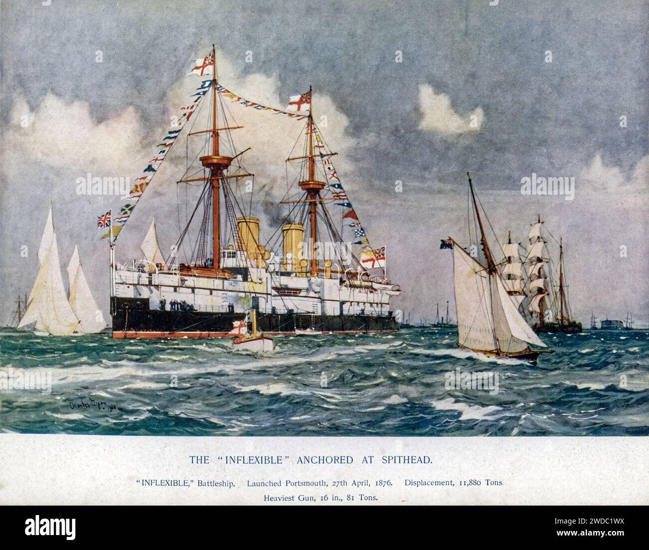 Charles Edward Dixon HMS Inflexible 1876 ironclad battleship at ...