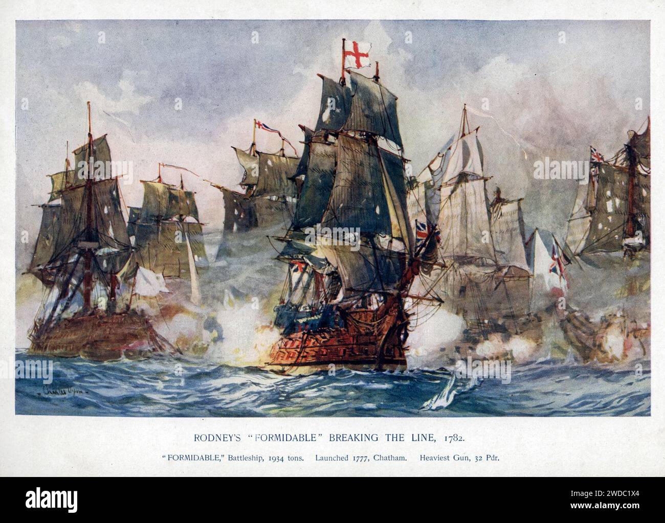 Charles Edward Dixon HMS Formidable 1777 Admiral Rodney Stock Photo - Alamy