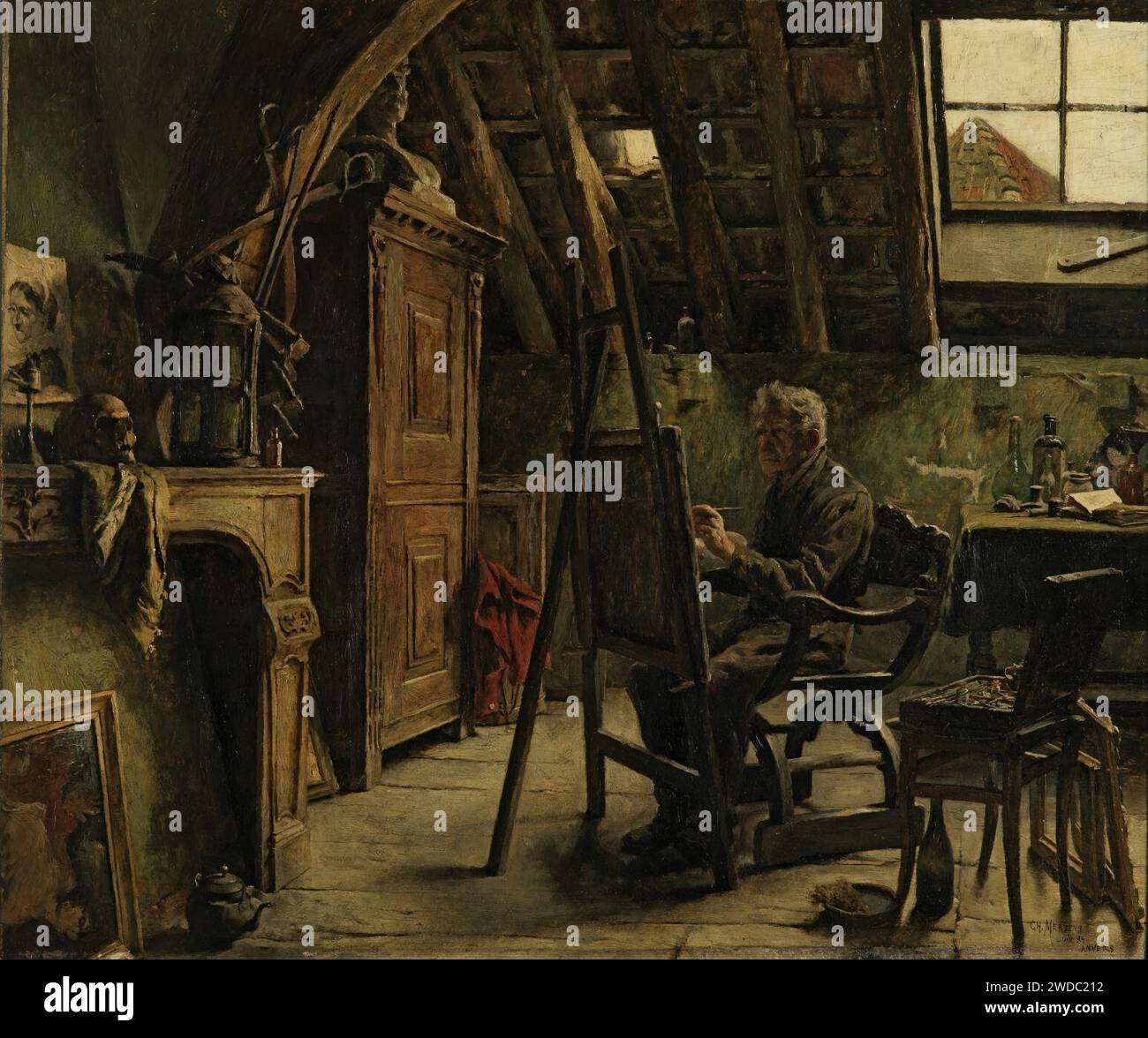 Charles Mertens - The painter's atelier Stock Photo - Alamy