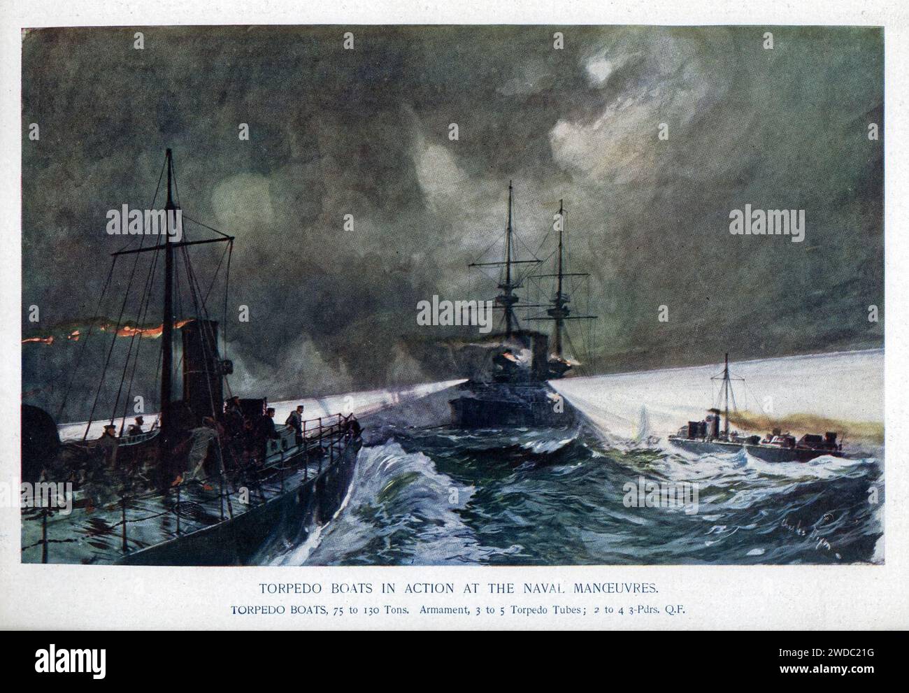 Charles Edward Dixon Royal Navy torpedo boats naval manoeuvres Stock ...