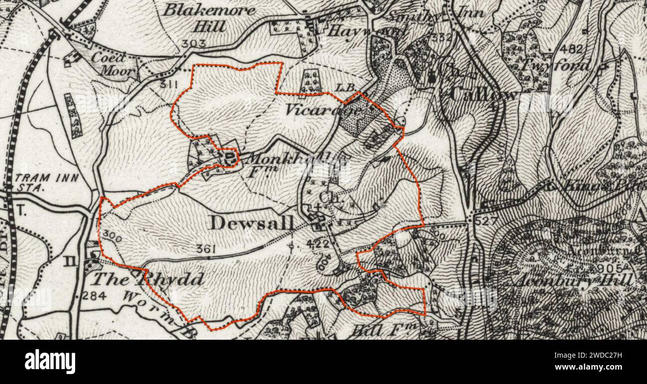 Dewsall in Ordnance Survey Sheet 215 - Ross (Hills) - OS One inch map ...