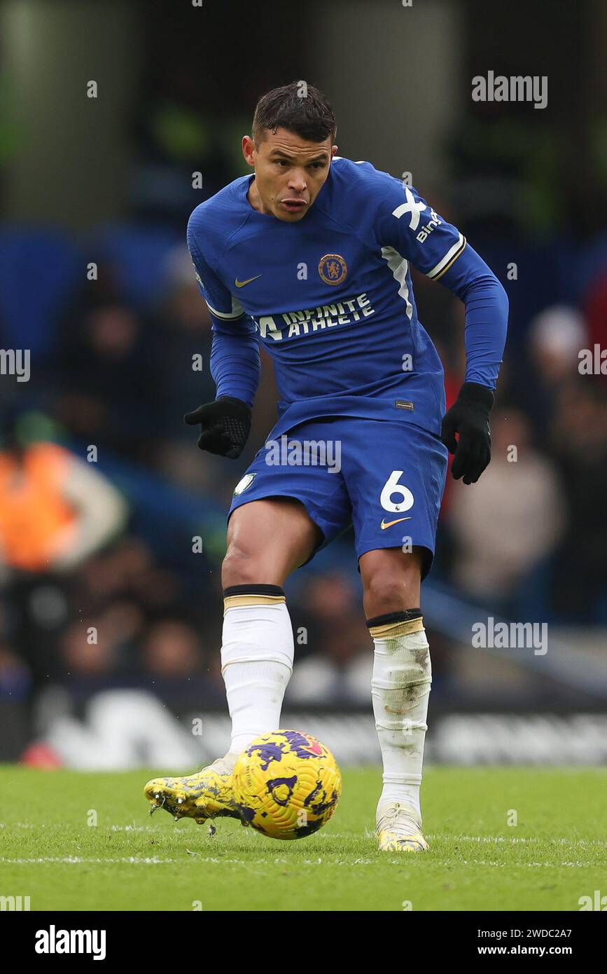 London, UK. 15th Jan, 2024. Thiago Silva of Chelsea in action during ...