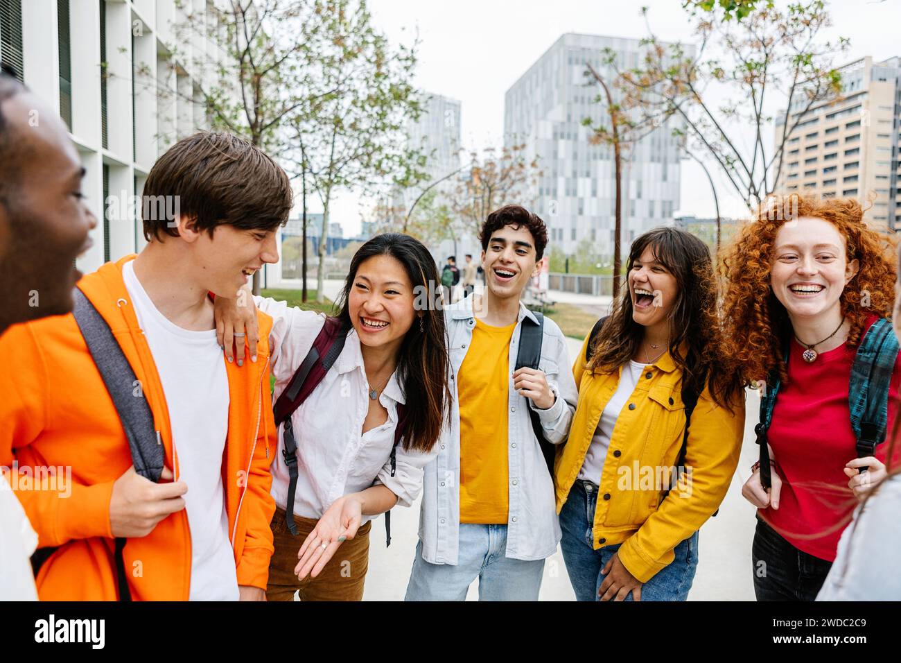 Young group of teenagers talking after high school classes Stock Photo ...