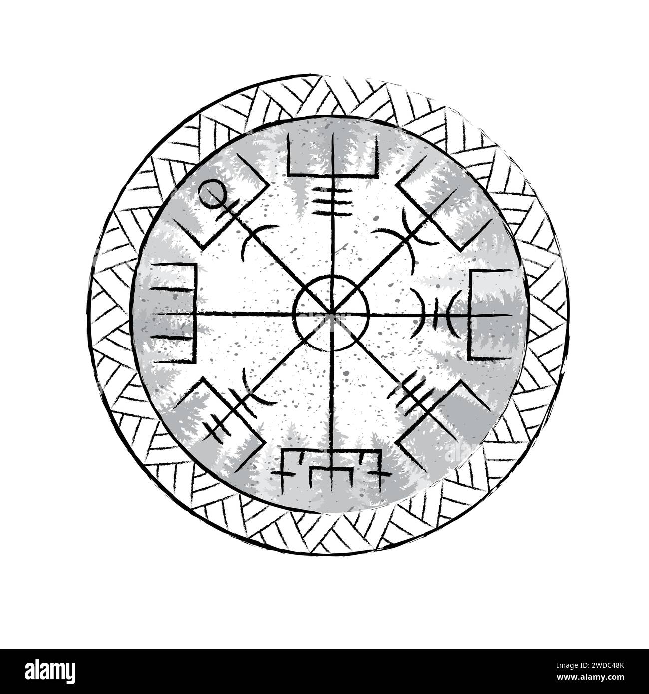 Scandinavian Vegvisir black symbol grunge Stock Vector Image & Art - Alamy
