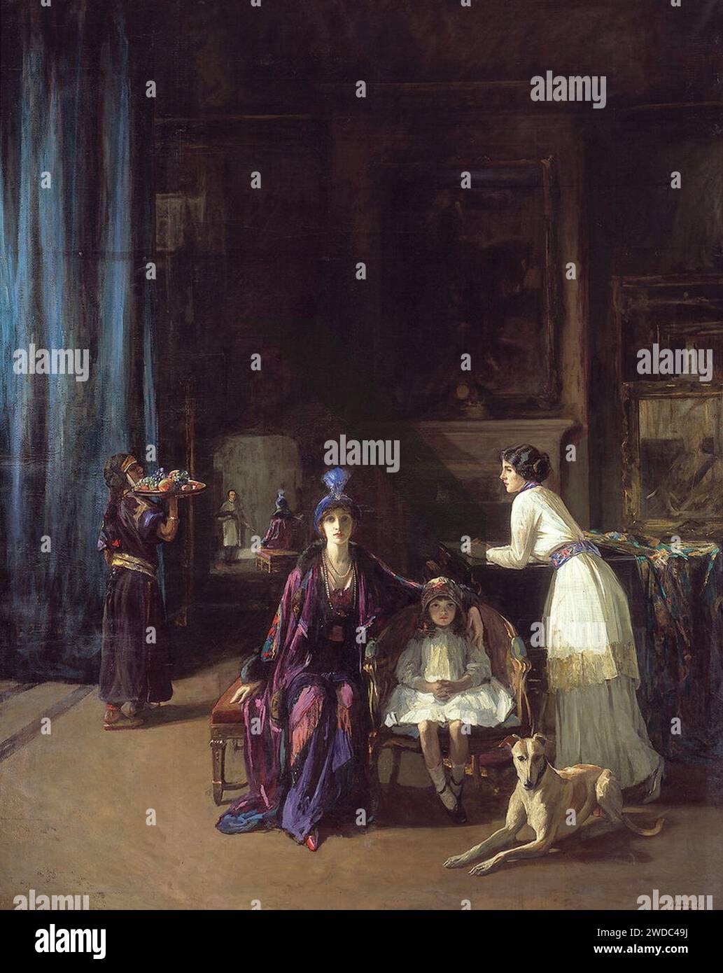 John Lavery - The Artist's Studio, Lady Hazel Lavery with her Daughter ...