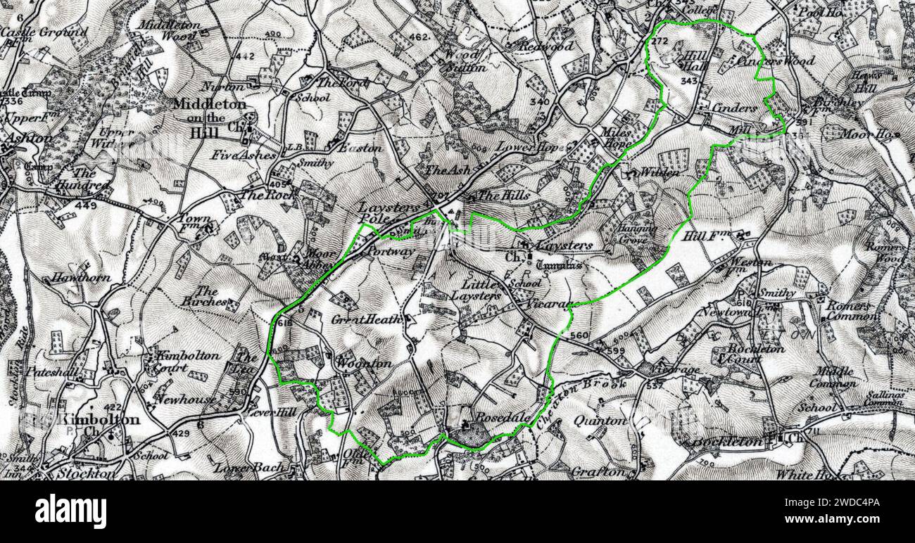 Laysters in Ordnance Survey Sheet 181 - Ludlow (Hills) - OS One-Inch ...