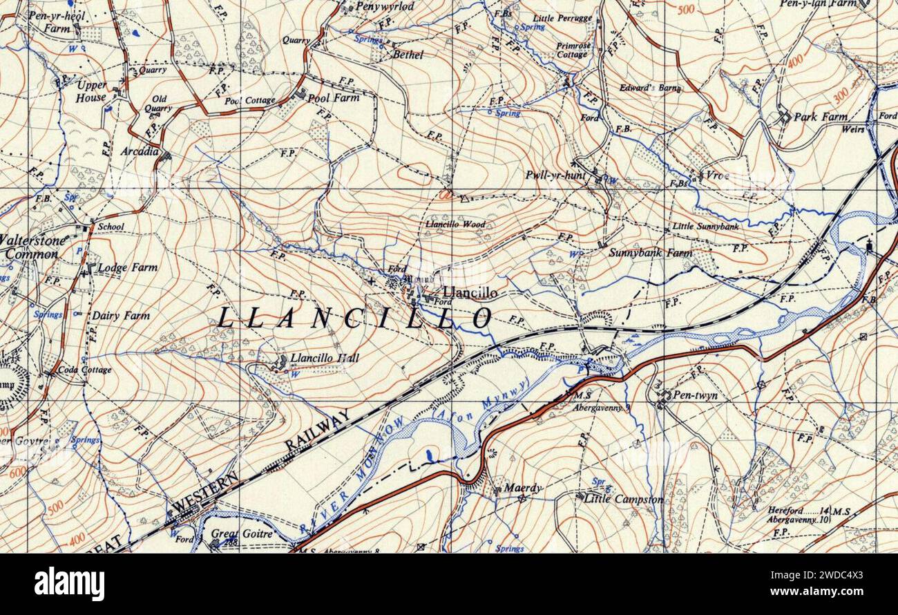 Llancillo Ordnance Survey Herefordshire Sheet 32, 1 to 25,000 1951 ...