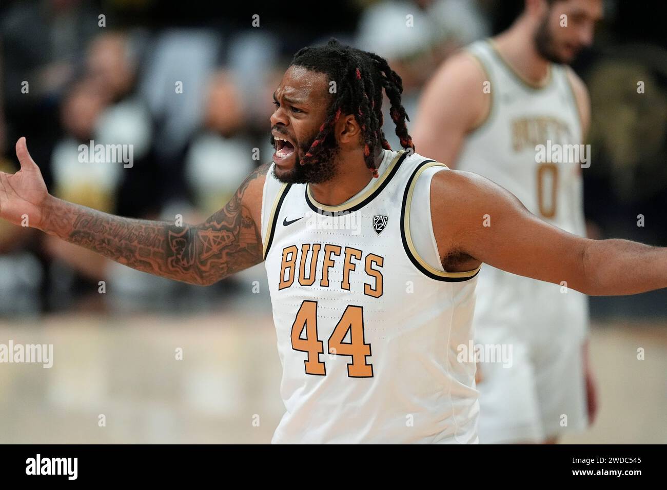 Colorado center Eddie Lampkin Jr. (44) in the first half of an NCAA ...