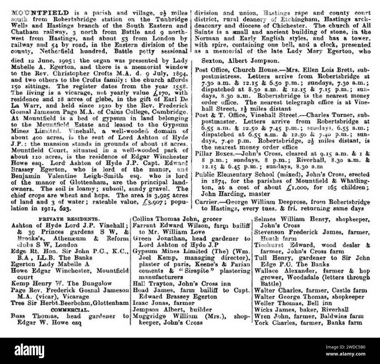 Mountfield East Sussex in Kelly's Directory of Sussex 1915 pp.523-24 ...